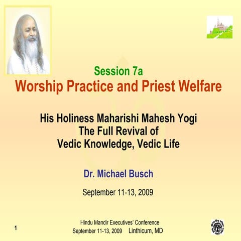 The Full Revival of Vedic Knowledge, Vedic Life Dr. Michael Busch (s07a ...