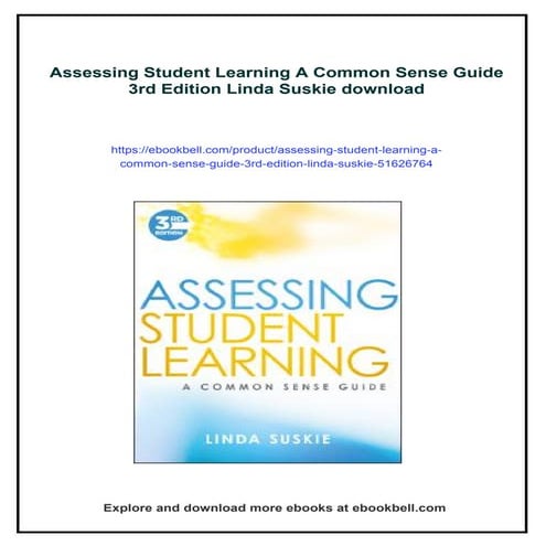 Assessing Student Learning A Common Sense Guide 3rd Edition Linda ...