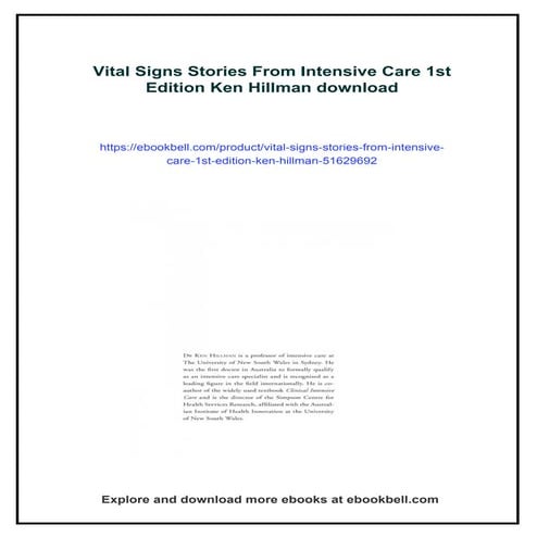Vital Signs Stories From Intensive Care 1st Edition Ken Hillman | PDF