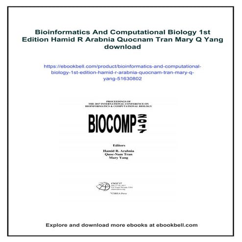 Bioinformatics And Computational Biology 1st Edition Hamid R Arabnia Quocnam Tran Mary Q Yang | PDF