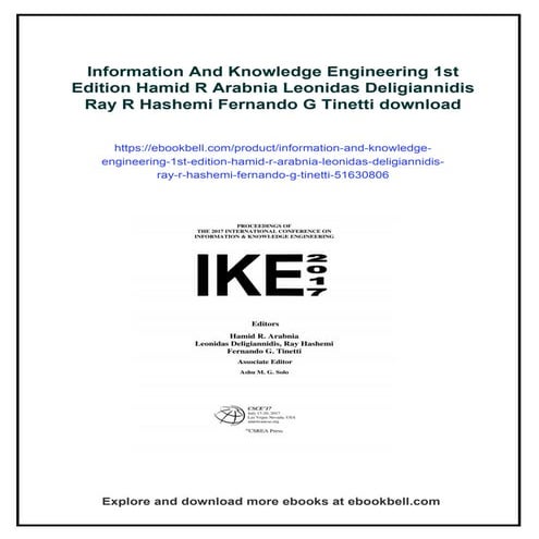 Information And Knowledge Engineering 1st Edition Hamid R Arabnia Leonidas Deligiannidis Ray R ...