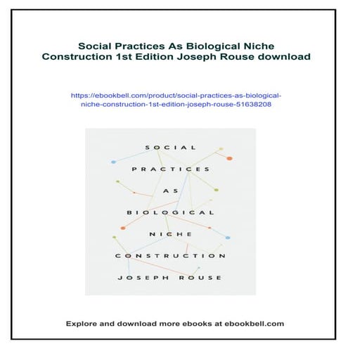 Social Practices As Biological Niche Construction 1st Edition Joseph ...