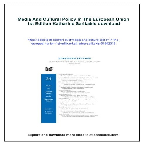 Media And Cultural Policy In The European Union 1st Edition Katharine ...