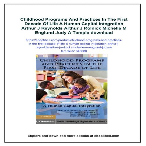 Childhood Programs And Practices In The First Decade Of Life A Human ...