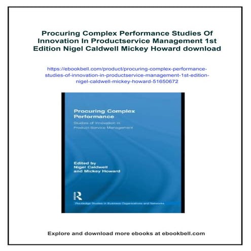 Procuring Complex Performance Studies Of Innovation In Productservice ...
