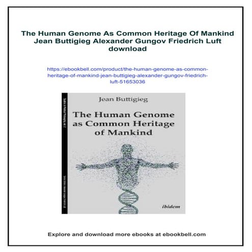 The Human Genome As Common Heritage Of Mankind Jean Buttigieg Alexander ...