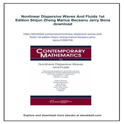 Nonlinear Dispersive Waves And Fluids 1st Edition Shijun Zheng Marius Beceanu Jerry Bona | PDF