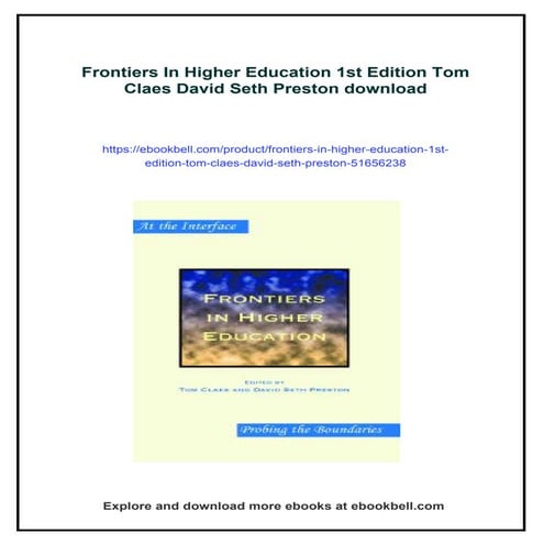 Frontiers In Higher Education 1st Edition Tom Claes David Seth Preston ...
