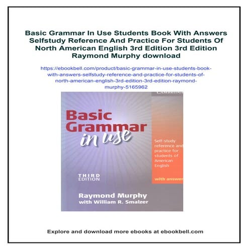Basic Grammar In Use Students Book With Answers Selfstudy Reference And ...