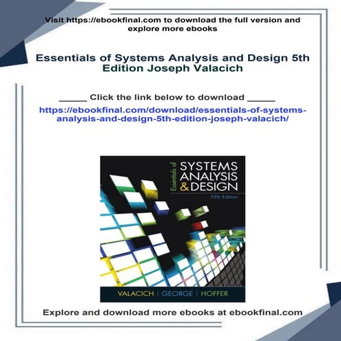 Essentials Of Systems Analysis And Design 5th Edition Joseph Valacich Pdf