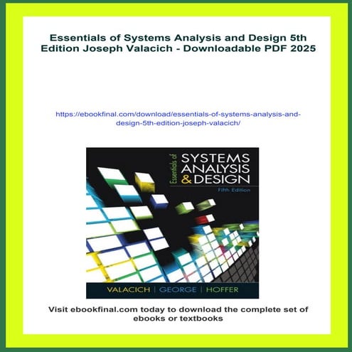 Essentials of Systems Analysis and Design 5th Edition Joseph Valacich | PDF