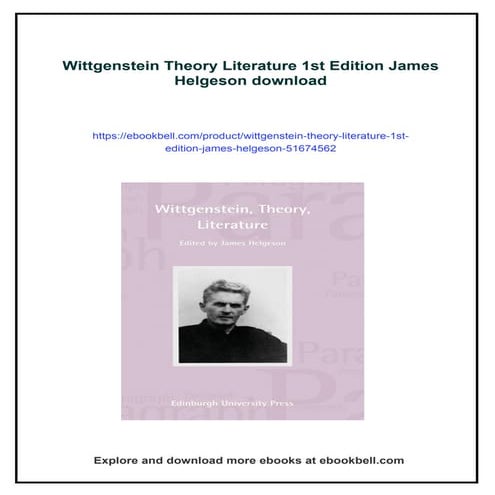 Wittgenstein Theory Literature 1st Edition James Helgeson | PDF