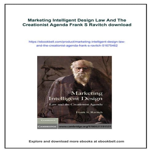 Marketing Intelligent Design Law And The Creationist Agenda Frank S ...