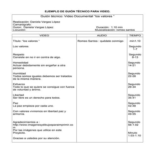 258382134 guion-tecnico-para-video-ejemplo-1 | DOC