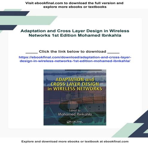 Adaptation and Cross Layer Design in Wireless Networks 1st Edition Mohamed Ibnkahla | PDF