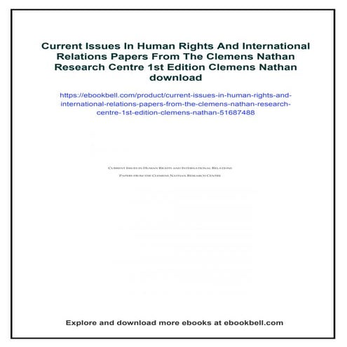 Current Issues In Human Rights And International Relations Papers From ...