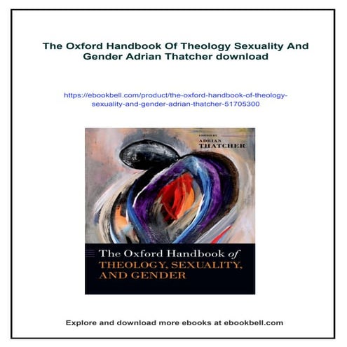 The Oxford Handbook Of Theology Sexuality And Gender Adrian Thatcher | PDF