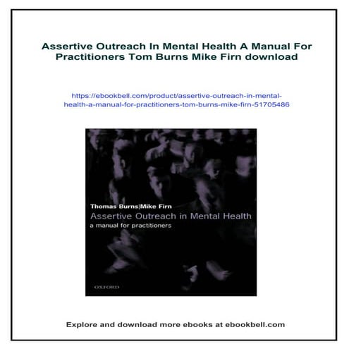 Assertive Outreach In Mental Health A Manual For Practitioners Tom ...
