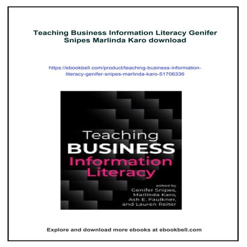 Teaching Business Information Literacy Genifer Snipes Marlinda Karo | PDF