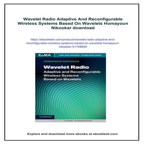 Wavelet Radio Adaptive And Reconfigurable Wireless Systems Based On Wavelets Homayoun Nikookar | PDF