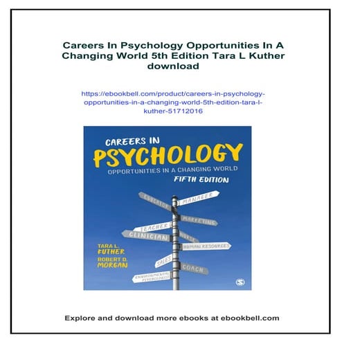 Careers In Psychology Opportunities In A Changing World 5th Edition Tara L Kuther | PDF