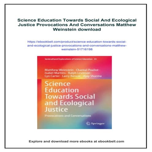 Science Education Towards Social And Ecological Justice Provocations ...