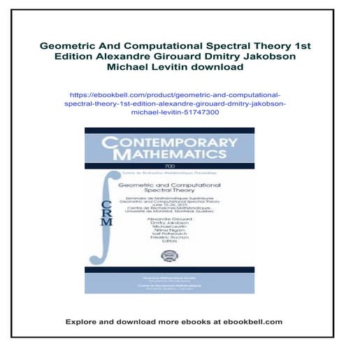 Geometric And Computational Spectral Theory 1st Edition Alexandre ...
