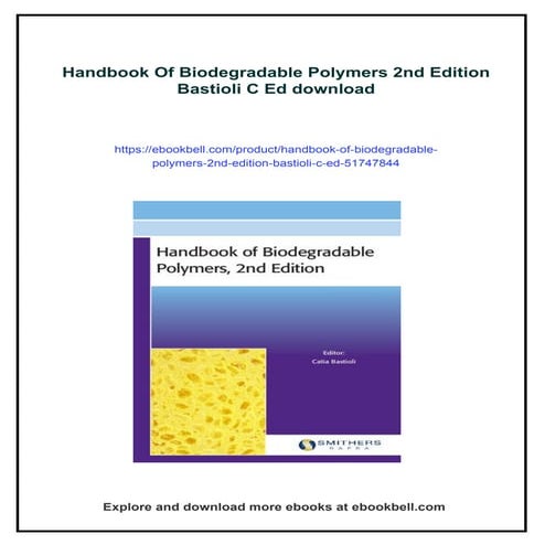 Handbook Of Biodegradable Polymers 2nd Edition Bastioli C Ed | PDF