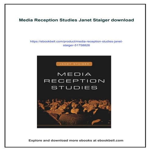 Download full ebook of Media Reception Studies Janet Staiger instant ...