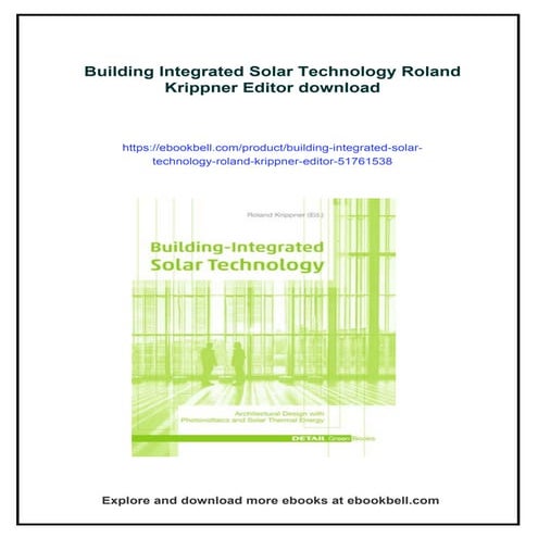 Building Integrated Solar Technology Roland Krippner Editor | PDF