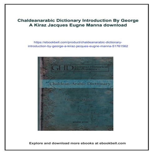 Chaldeanarabic Dictionary Introduction By George A Kiraz Jacques Eugne Manna | PDF