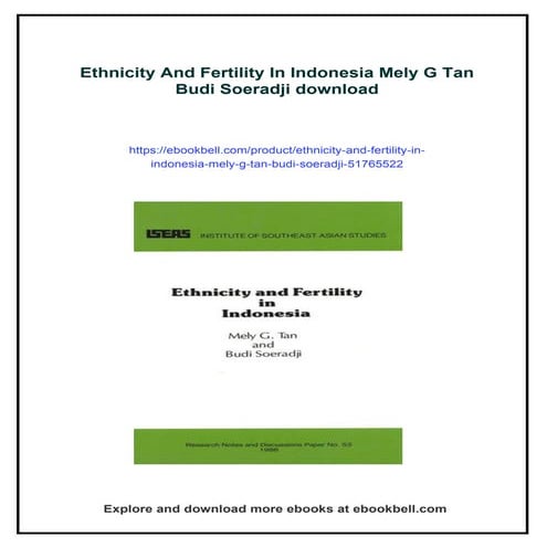 Ethnicity And Fertility In Indonesia Mely G Tan Budi Soeradji | PDF