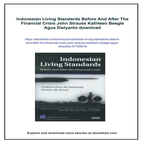 Indonesian Living Standards Before And After The Financial Crisis John ...