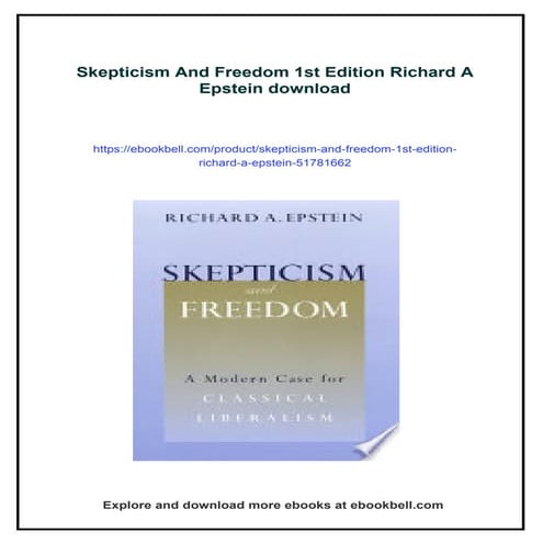 Skepticism And Freedom 1st Edition Richard A Epstein | PDF
