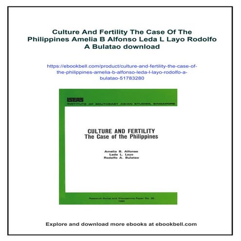 Culture And Fertility The Case Of The Philippines Amelia B Alfonso Leda ...