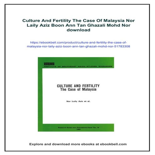 Culture And Fertility The Case Of Malaysia Nor Laily Aziz Boon Ann Tan ...