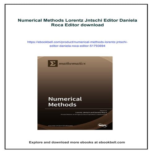 Numerical Methods Lorentz Jntschi Editor Daniela Roca Editor | PDF