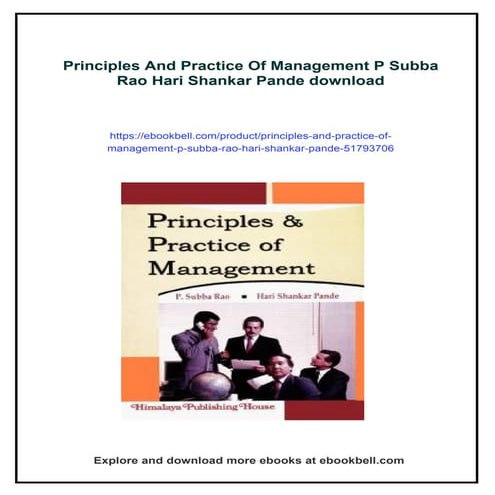 Principles And Practice Of Management P Subba Rao Hari Shankar Pande | PDF