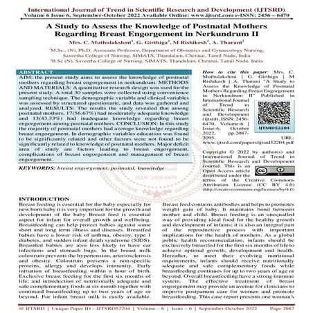 A Study to Assess the Knowledge of Postnatal Mothers Regarding Breast ...