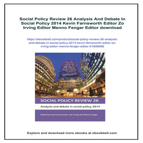 Social Policy Review 26 Analysis And Debate In Social Policy 2014 Kevin ...