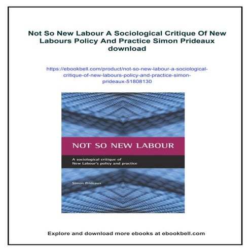 Not So New Labour A Sociological Critique Of New Labours Policy And ...