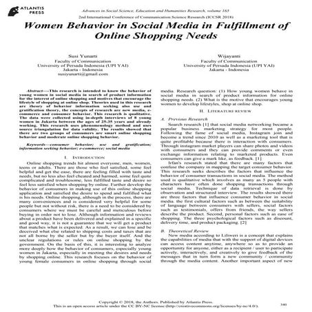 Women Behavior in Social Media in Fulfillment | PDF