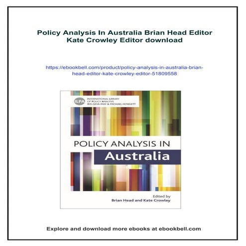 Policy Analysis In Australia Brian Head Editor Kate Crowley Editor | PDF