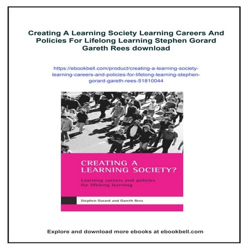 Creating A Learning Society Learning Careers And Policies For Lifelong ...