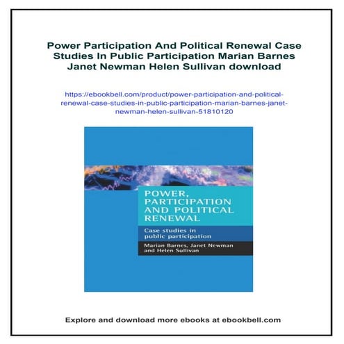 Power Participation And Political Renewal Case Studies In Public ...