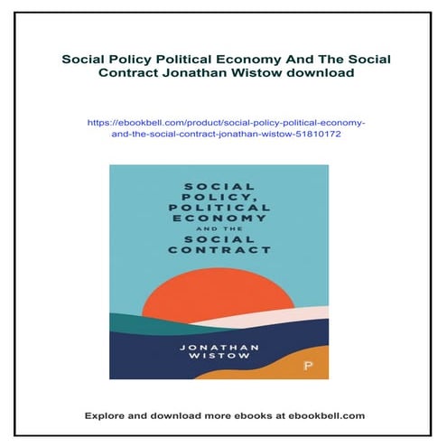 Social Policy Political Economy And The Social Contract Jonathan Wistow ...