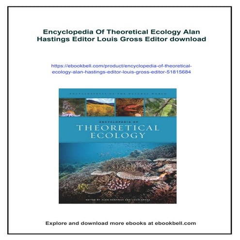 Encyclopedia Of Theoretical Ecology Alan Hastings Editor Louis Gross Editor | PDF