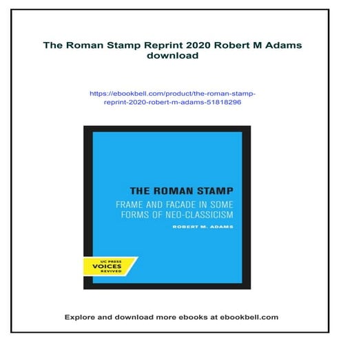 The Roman Stamp Reprint 2020 Robert M Adams | PDF