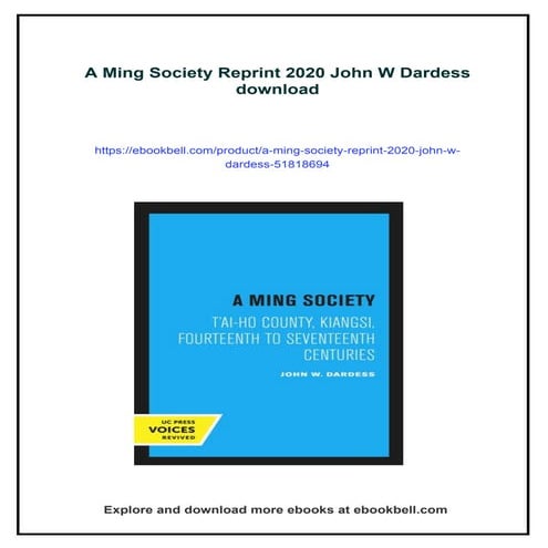 A Ming Society Reprint 2020 John W Dardess | PDF