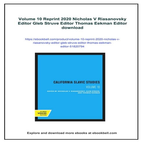 Volume 10 Reprint 2020 Nicholas V Riasanovsky Editor Gleb Struve Editor ...